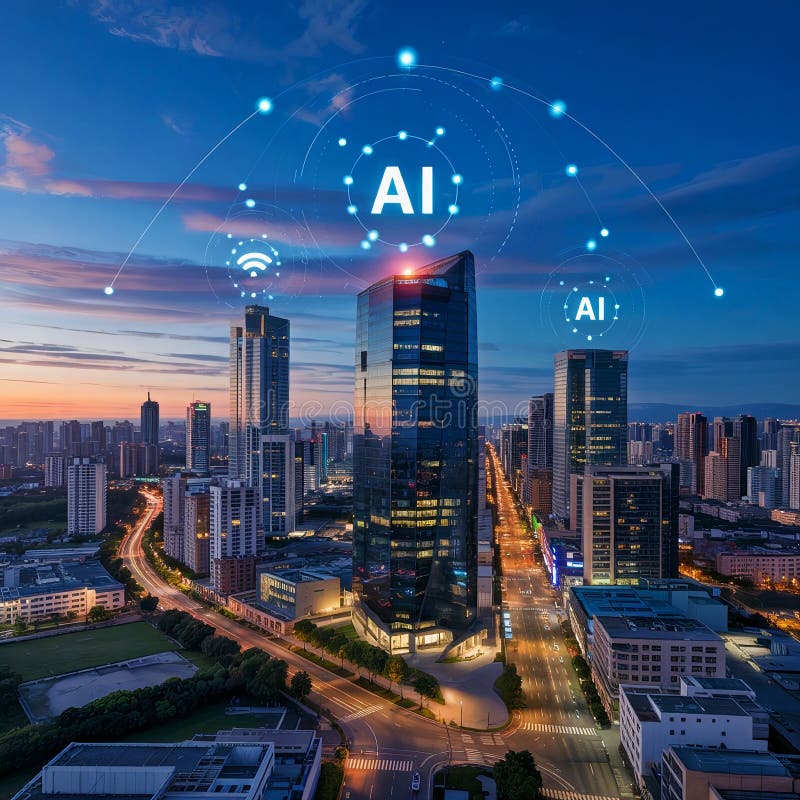 AI-Powered Smart City Generative AI Stock Illustration - Illustration ...