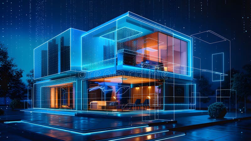 AI-powered Smart Home with Holographic Displays Systems. Stock ...