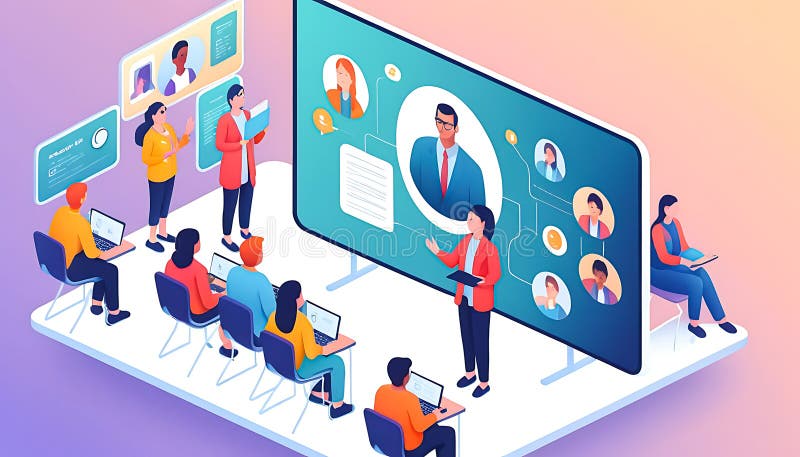 AI-Powered Team Collaboration Stock Illustration - Illustration of connection, efficiency: 374537467
