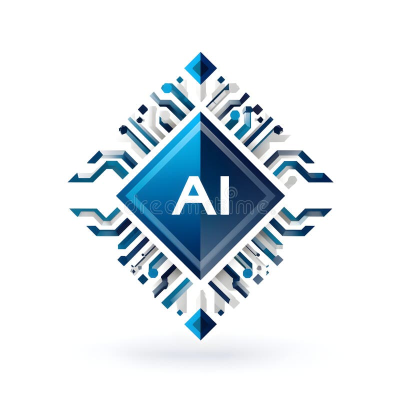 AI Powered Technology Logo Featuring Glowing Electronic Circuit within ...