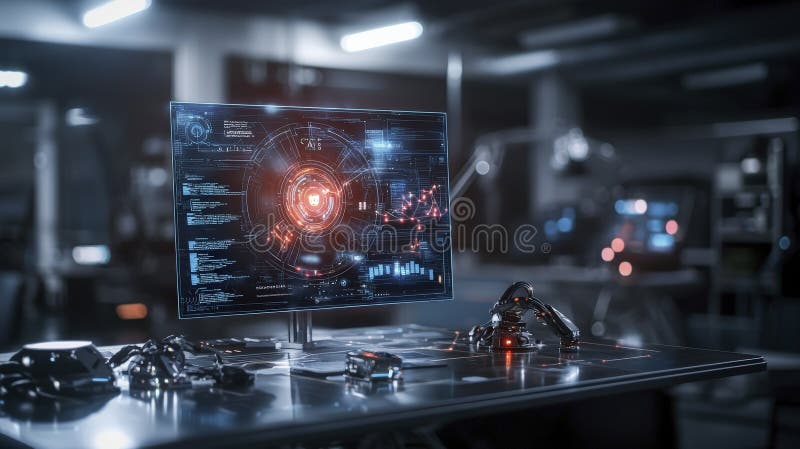 Ai-powered Tools and Interfaces High-tech Office Digital Display ...