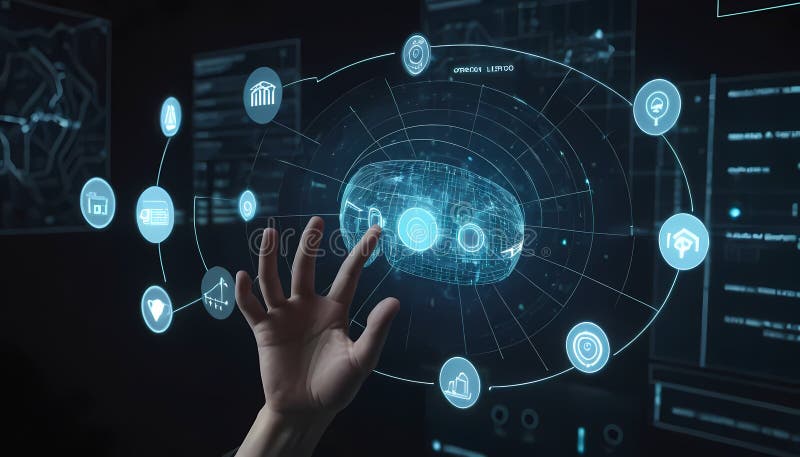 AI-Powered Virtual Reality Interface Stock Illustration - Illustration ...