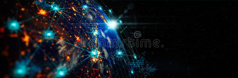 AI-powered World Network Concept, Communication Technology for Internet Business. Global World ...