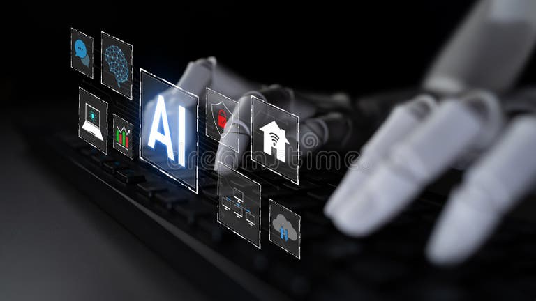 AI-driven Integration Across Smart Systems Latch Stock Illustration - Illustration of chatbot ...