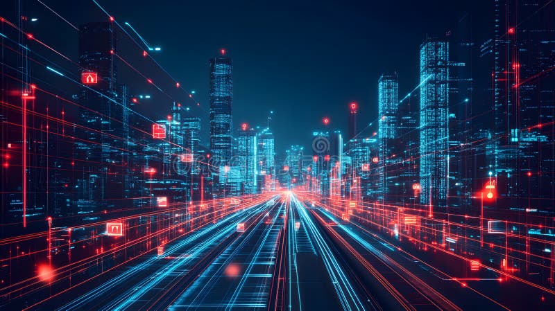 AI for Predictive Infrastructure Maintenance a City. Stock Illustration ...