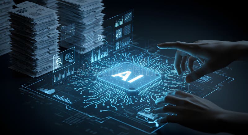 Ai Processing Financial Data with Human Touch Stock Illustration ...