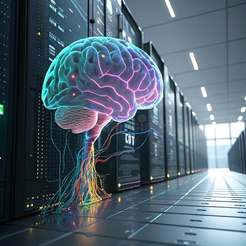 AI Processing Neurological Data in Cloud Stock Illustration ...