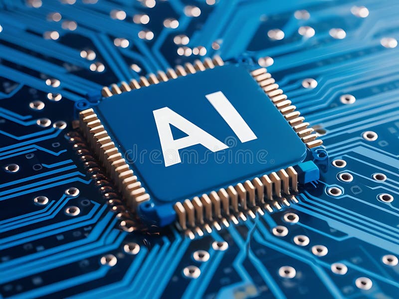 AI Microchip on Electric Circuit Board, Artificial Intelligence ...