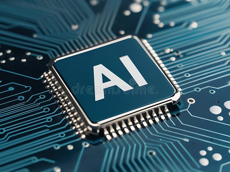 AI Microchip on Electric Circuit Board, Artificial Intelligence ...