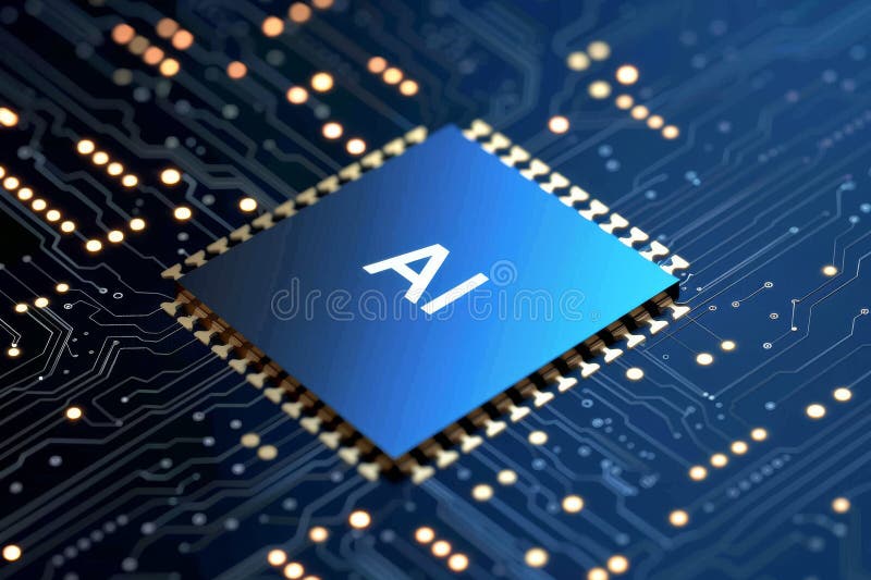 AI Processor on Circuit Board, Blue AI Chip, Digital AI Technology ... AI Processor on Circuit Board, Blue AI Chip, Digital AI Technology ...