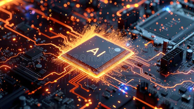 AI Processor on Circuit Board, Microchip of Artificial Intelligence on ...