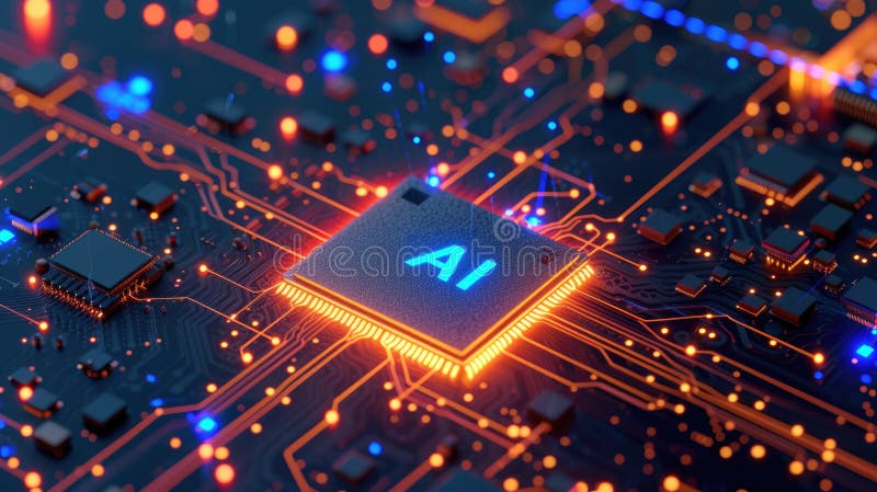 AI Processor on Circuit Board, Microchip of Artificial Intelligence on ...