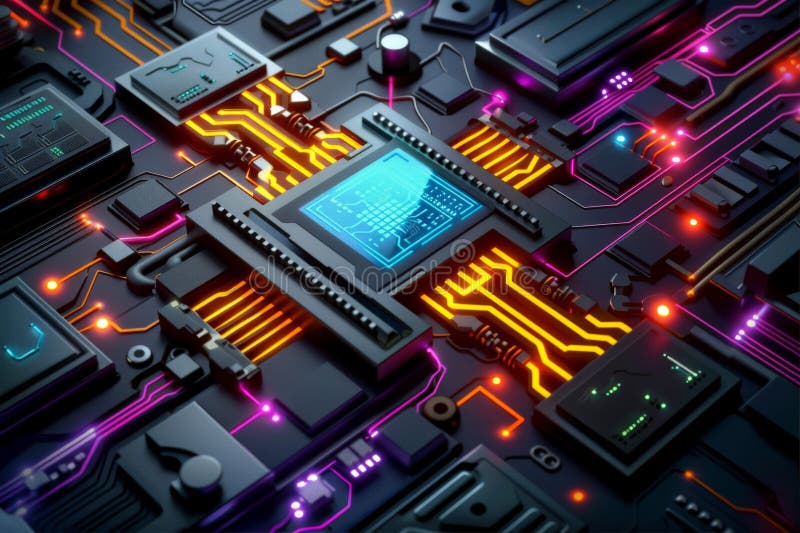 AI Processor on a Futuristic Circuit Board, Showcasing Advanced ...