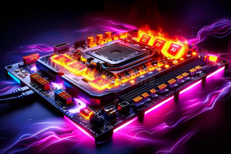 AI Processor with Glowing Circuits, Cyber Technology, High Tech ...