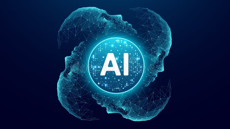 AI Processor with Human Faces – Futuristic Digital Head Concept Stock ...