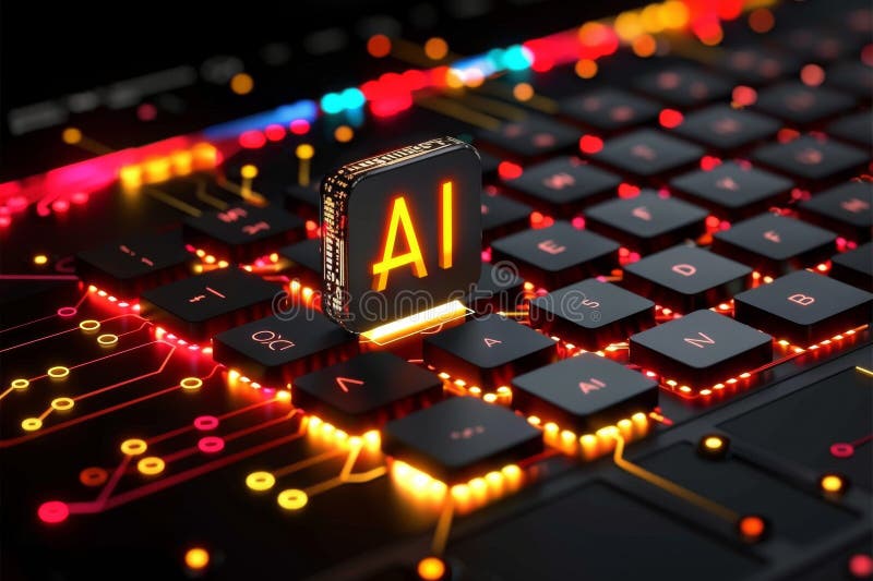 AI Processor Key on a Digital Keyboard, Representing Advanced ...