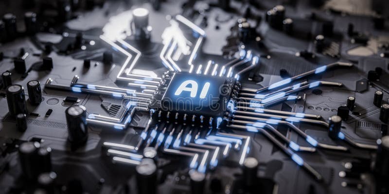 AI Processor on the Mainboard of an Electronic Component. Concept of ...