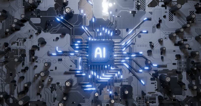 AI Processor on the Mainboard of an Electronic Component. Concept of ...
