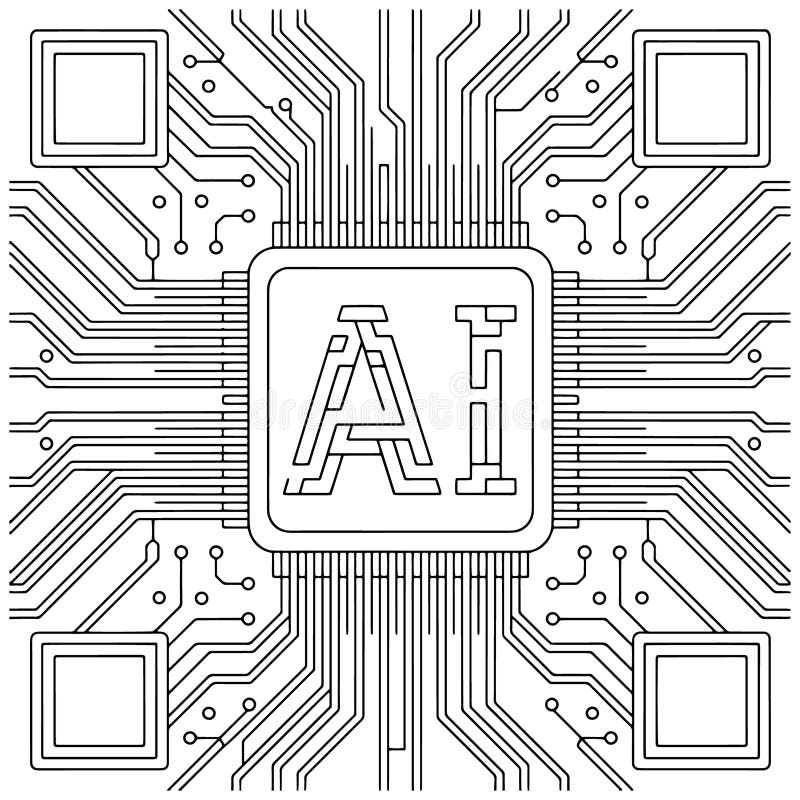 AI Processor Vector Illustration Central Artificial Intelligence Chip ...