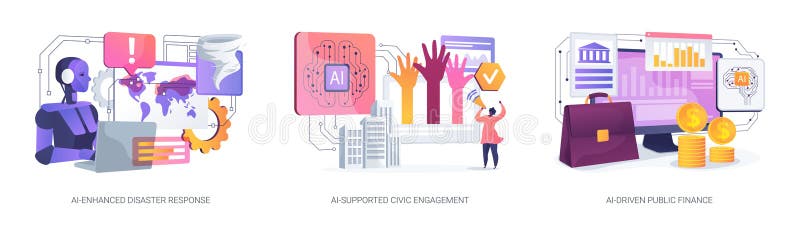 AI in Public Services Abstract Concept Vector Illustrations. Stock ...