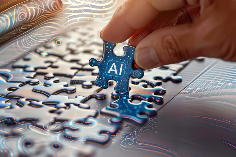 AI Puzzle Piece in Multicolored Jigsaw, Generative Ai Stock ...
