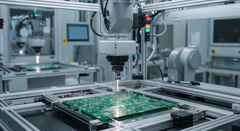 AI Quality Control in Electronics Factory Stock Illustration ...