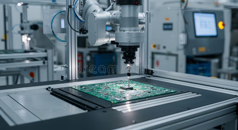 AI Quality Control in Electronics Factory Stock Illustration ...