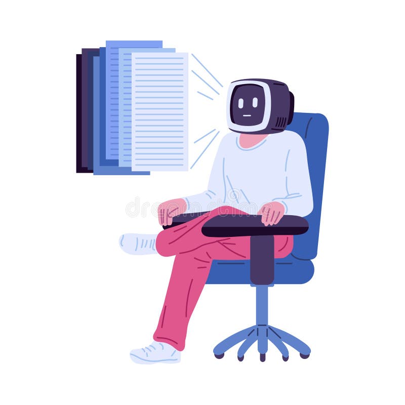 AI Reading Digital Documents Vector Illustration Stock Vector ...