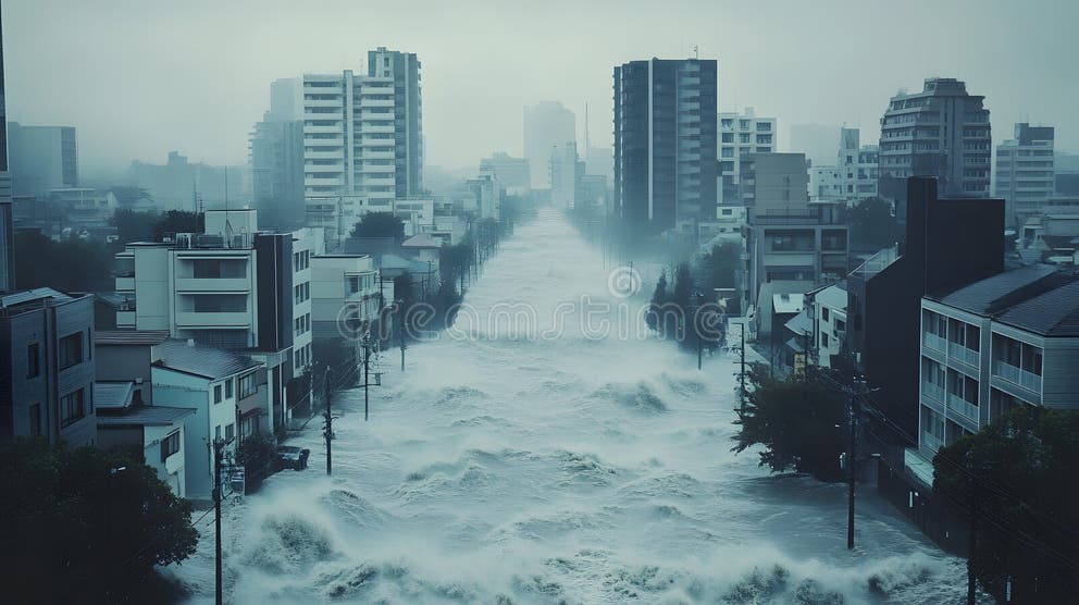 AI for Real-Time Disaster Response a City Where. Stock Illustration ...