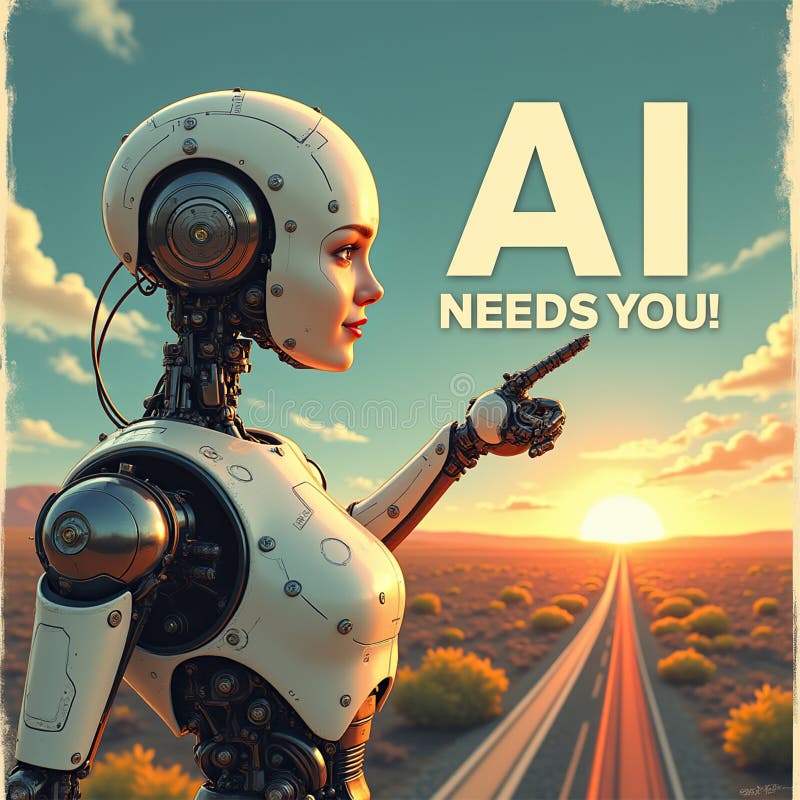 AI Recruitment Propaganda Poster. Robot Calls for Human Help. AI Needs ...