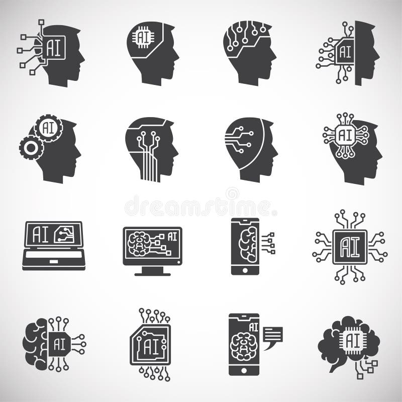 AI Related Icon Set on Background for Graphic and Web Design. Simple ...