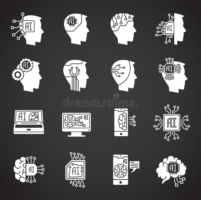 AI Related Icon Set on Background for Graphic and Web Design. Simple ...
