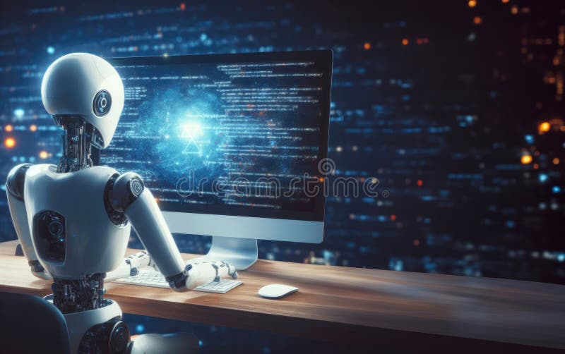 AI Replacing Jobs Illustration. AI Revolution - Robot Coder at Work ... AI Replacing Jobs Illustration. AI Revolution - Robot Coder at Work ...