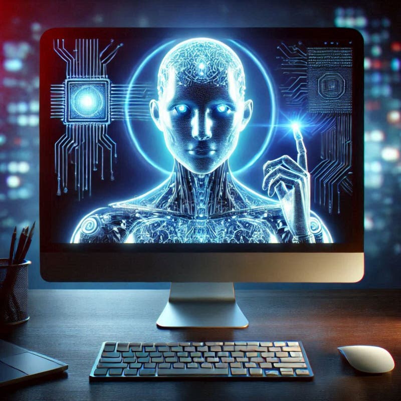 An AI Represented As a Glowing Figure Behind a Computer Screen. - 1 ...