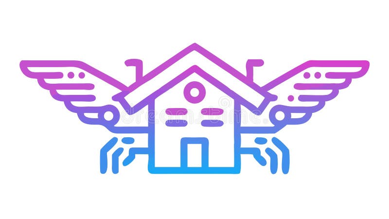 AI Residential Winged Icon, Connected Home Innovation, Vector Design ...