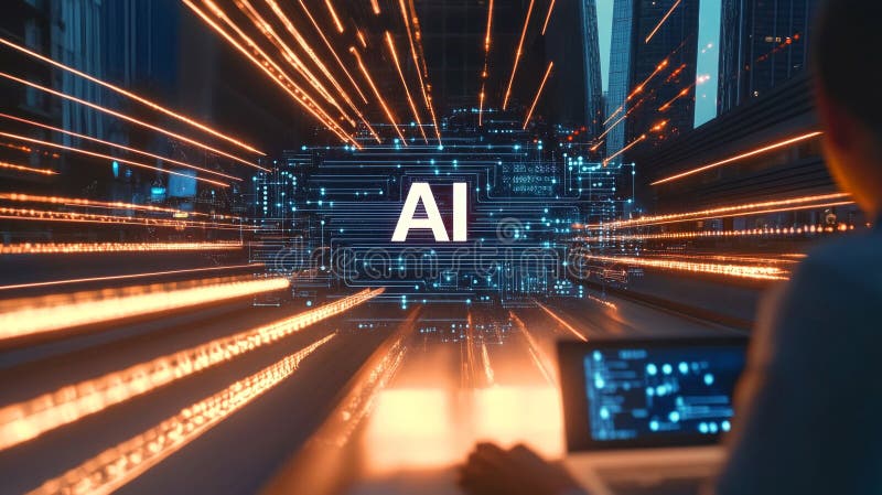 AI Revolution Conceptual Image Portraying Powerful and Fast Artificial ...