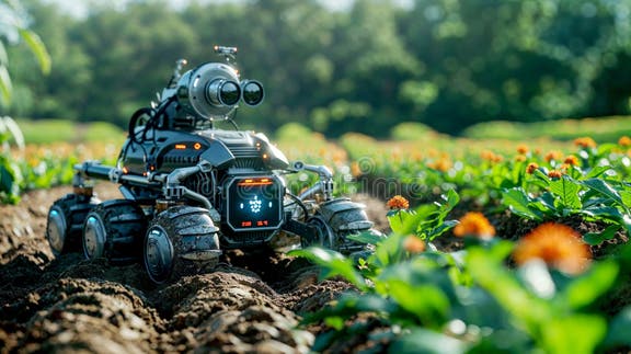 Ai Robot Analyzes Soil Quality in Agricultural Field Stock Photo ...