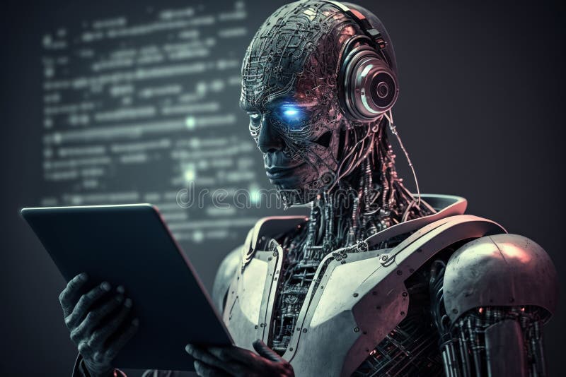 Ai Robot or Android Machine Digital Technology Concept Idea. Neural ...