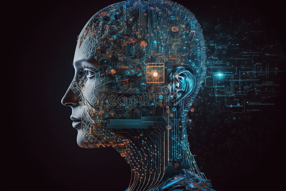 Ai Robot or Android Machine Digital Technology Concept Idea. Neural ...