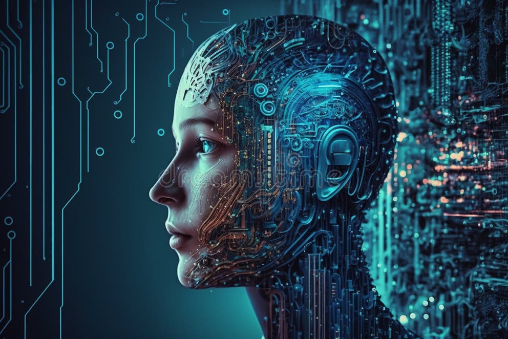 Ai Robot or Android Machine Digital Technology Concept Idea. Neural ...