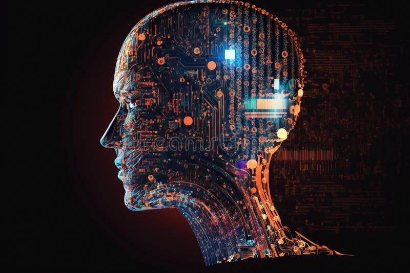 Ai Robot or Android Machine Digital Technology Concept Idea. Neural ...