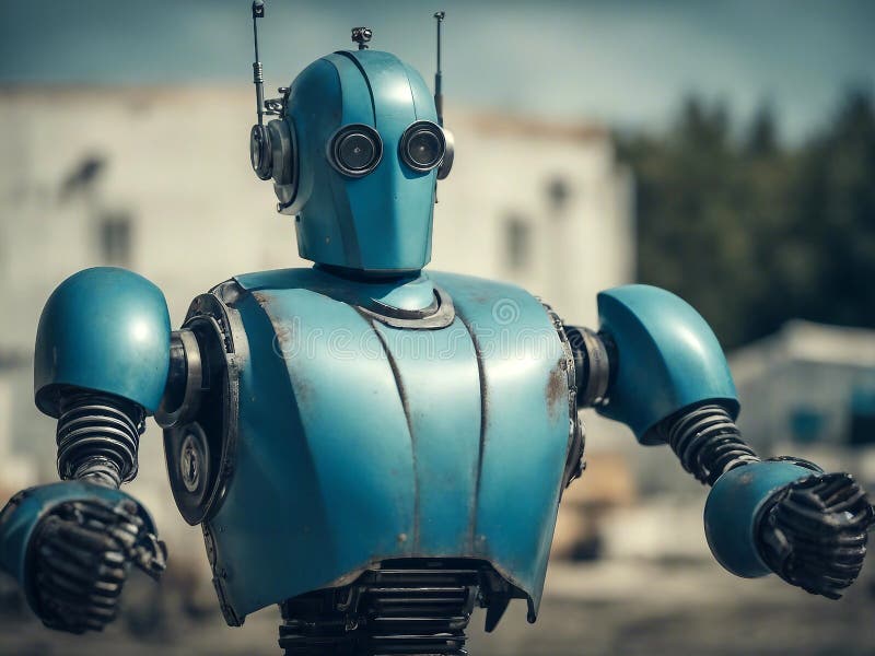 AI Robot Android. an Old Rusting Blue Robot. AI Generated Stock ...