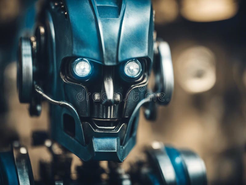 AI Robot Android. Old Rusting Vintage Blue Robot Close-up. AI Generated ...
