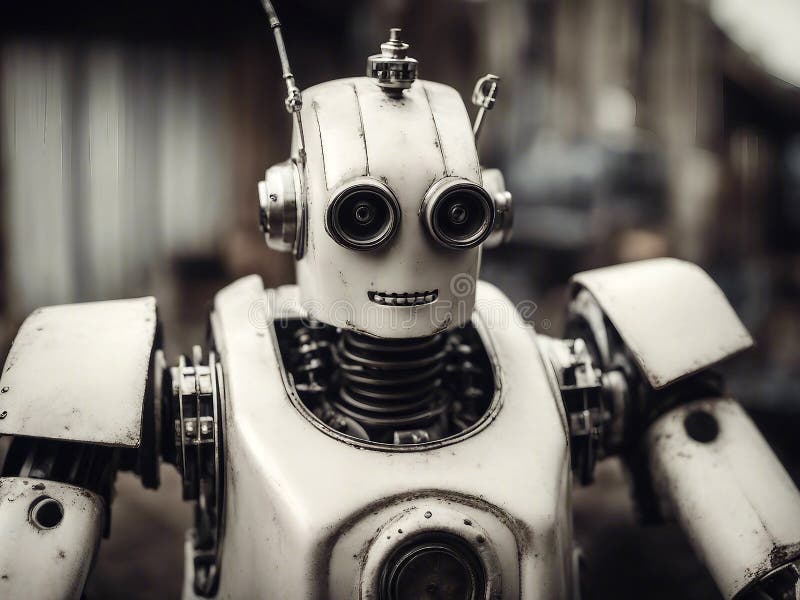 AI Robot Android. an Old Rusting White Robot. AI Generated Stock ...