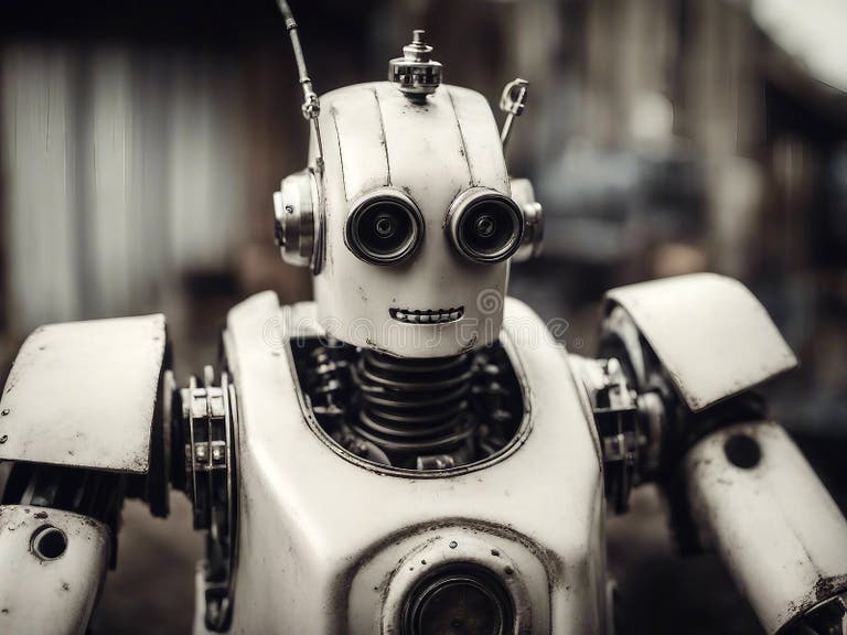 AI Robot Android. an Old Rusting White Robot. AI Generated Stock ...
