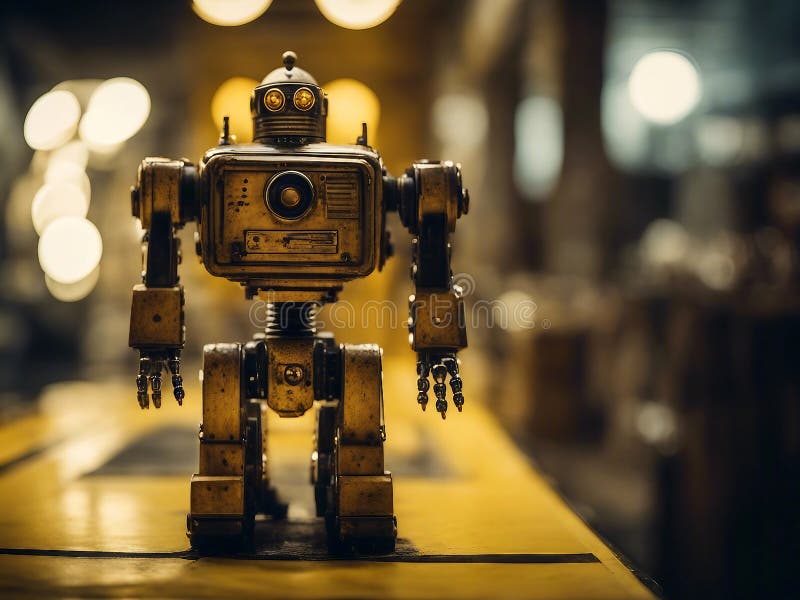 AI Robot Android. an Old Rusting Yellow Robot. AI Generated Stock ...