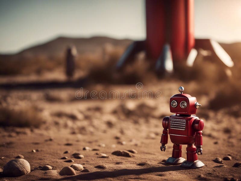 AI Robot Android. Old Vintage Robot Astronaut. Futuristic Red Robot by ...
