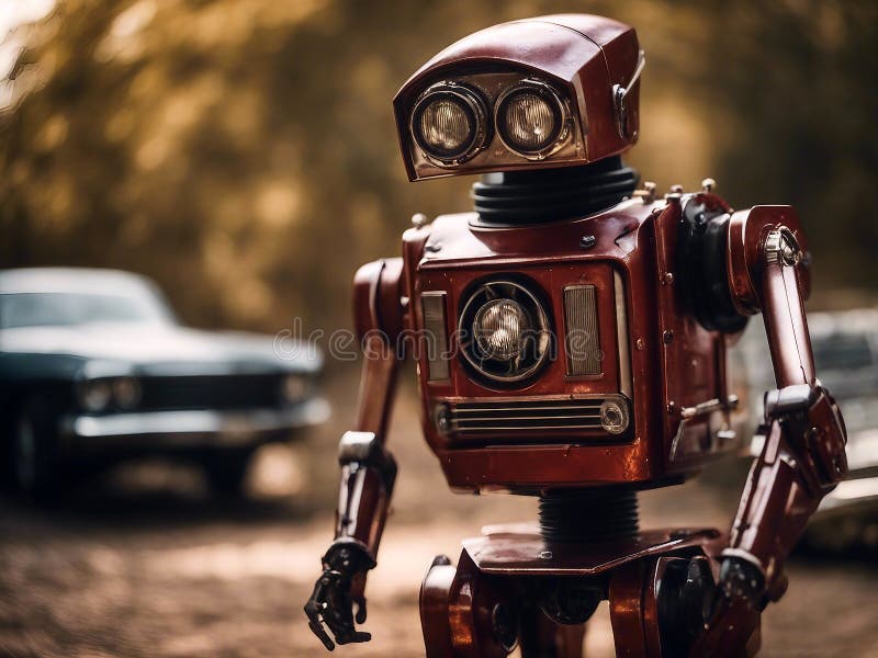 AI Robot Android. Old Vintage Robot. a Futuristic Red Robot Stands by ...