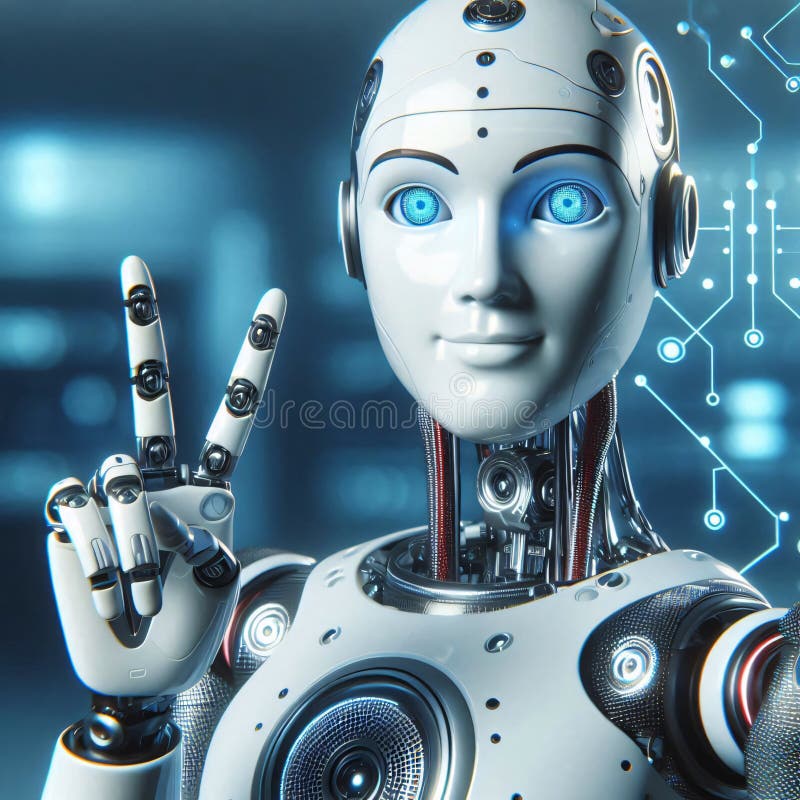 Ai Robot Artificial Intelligence Peace Hand Gesture Harmony Symbol ...