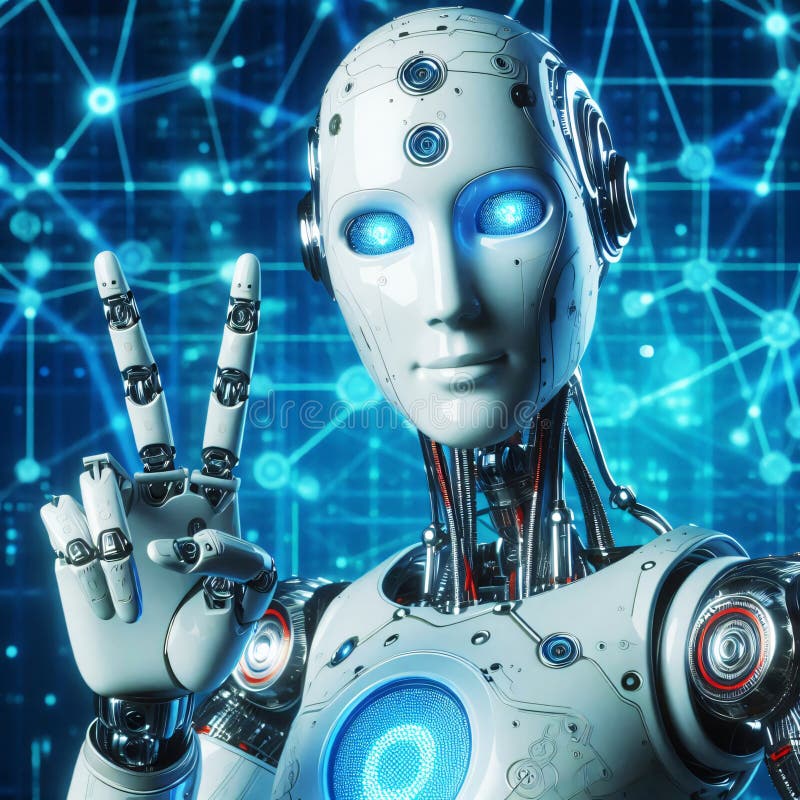 Ai Robot Artificial Intelligence Peace Hand Gesture Harmony Symbol ...